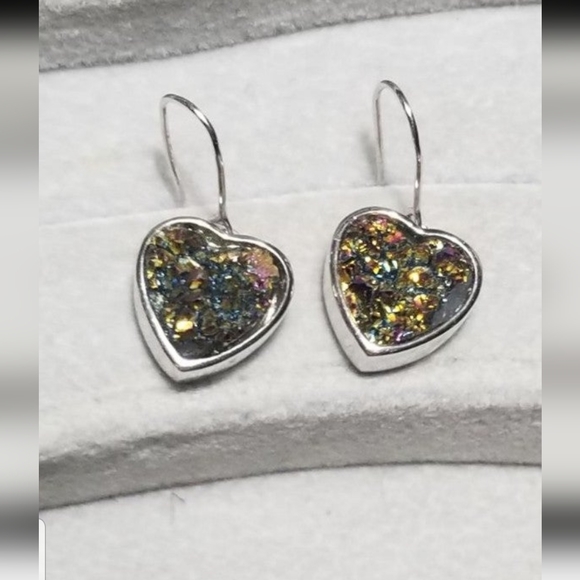 QVC | Jewelry | Qvc Druzy Sterling Silver 925 Heart Dangle Charm ...